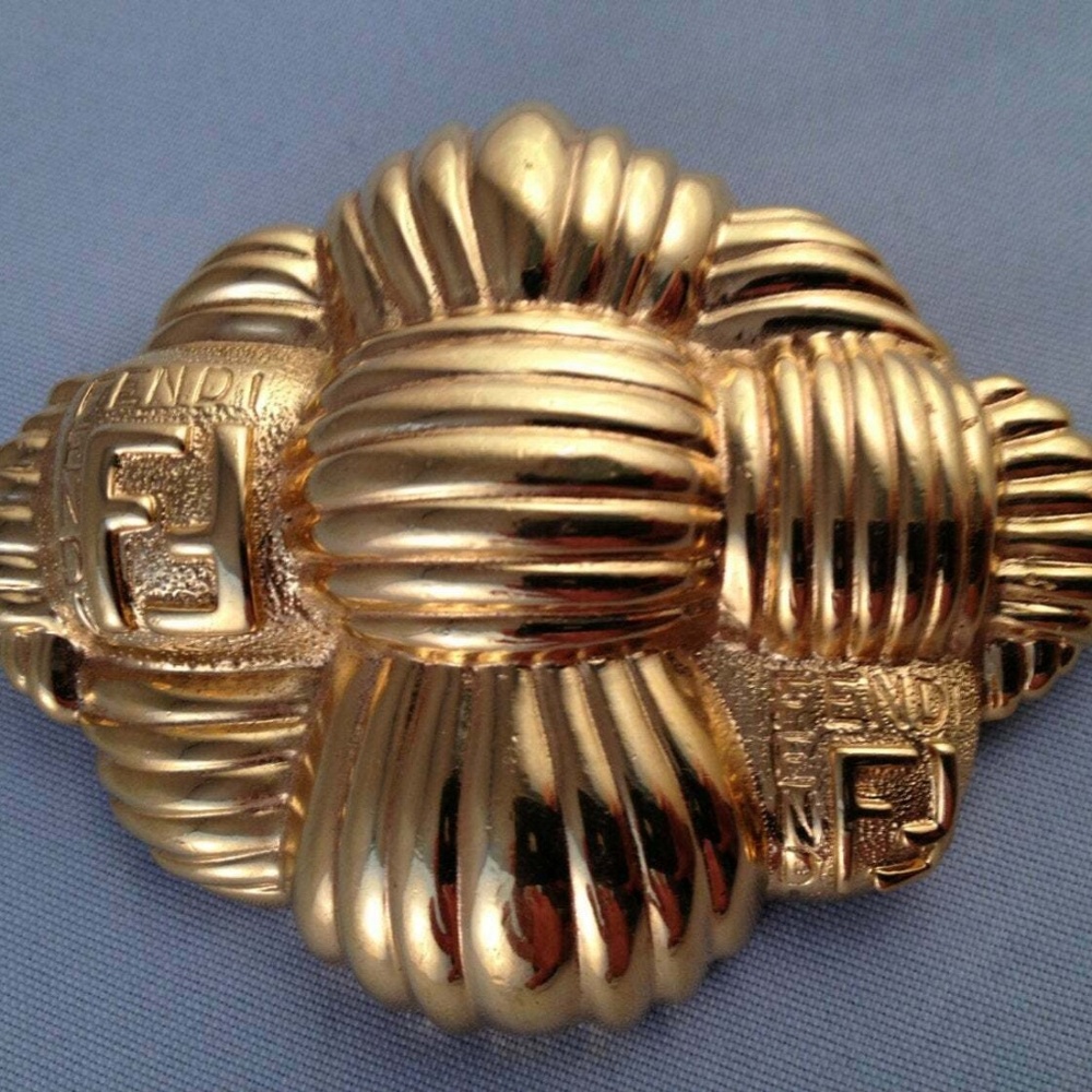 Fendi Basket Weave Brooch - Gem
